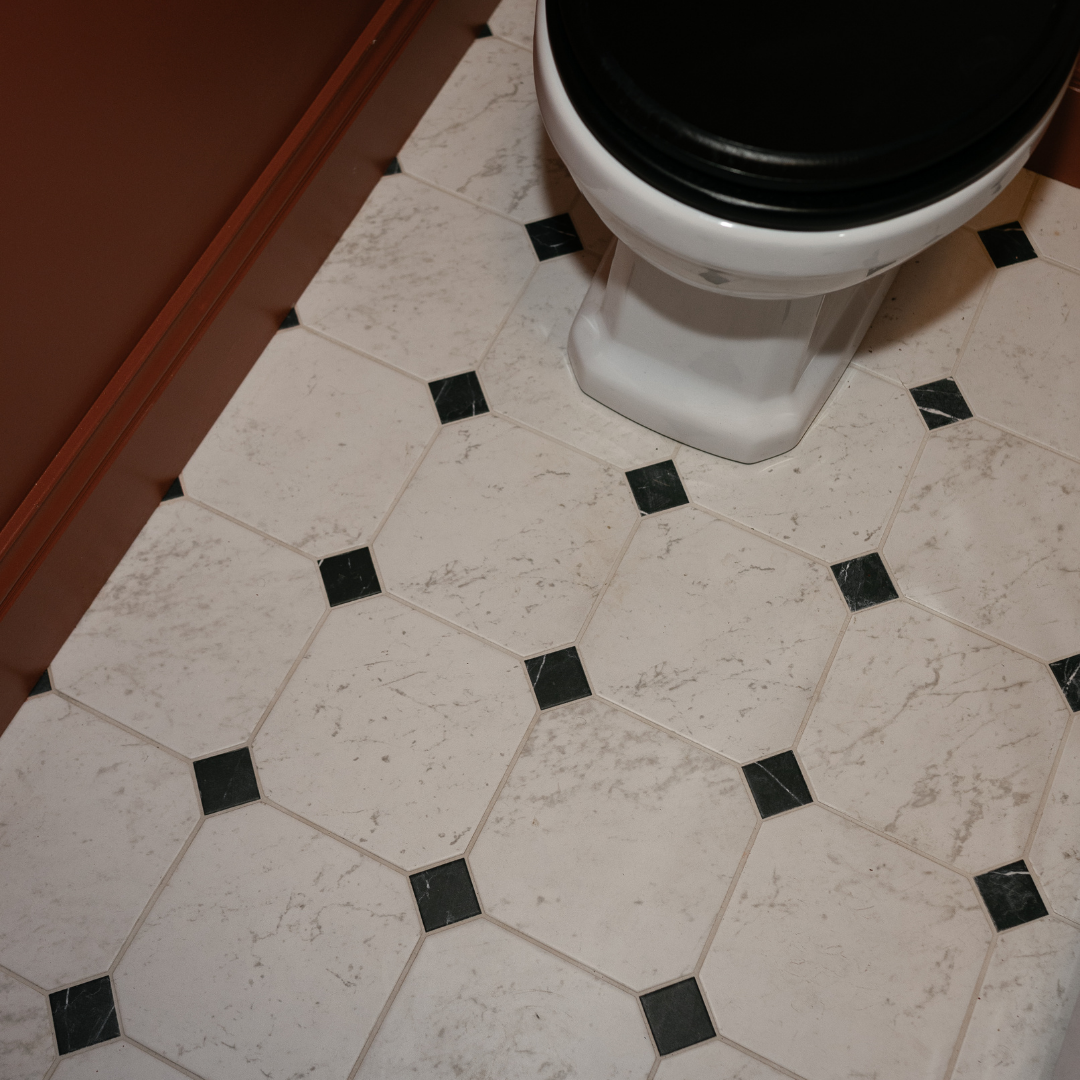 COMO NERO OCTAGON DOT MARBLE PORCELAIN TILE | YTC Yorkshire Tile ...