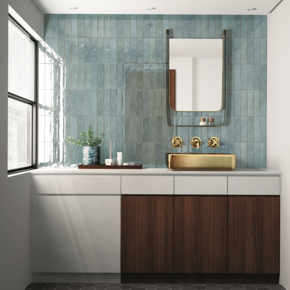 HOXTON TOPAZ BLUE ZELLIGE BRICK KITCHEN BATHROOM TILE | YTC Yorkshire ...