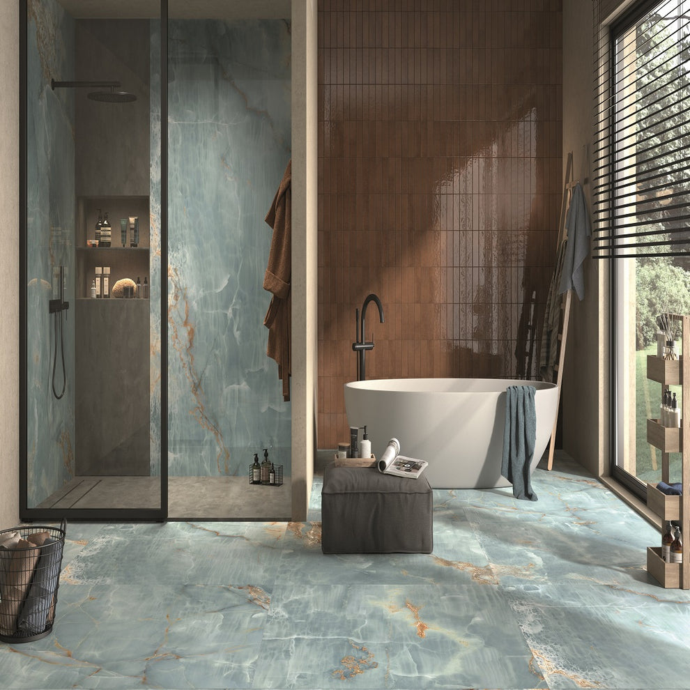 ROME ONYX BLUE POLISHED MARBLE TILE | YTC Yorkshire Tile Company – The ...